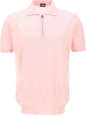 Kiton polo côtelé à col zippé - Rose