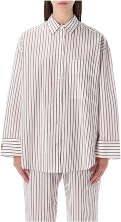 By Malene Birger Femme, Blouses et Chemises, Blanc, Taille: 38 FR Derris Shirt Stripe