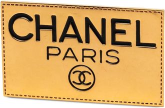 Chanel 1950-1970 Gold Plated Logo Plate Brooch costume brooch - Or