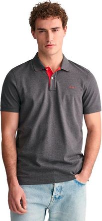 GANT Herren REG Contrast Pique SS Rugger Poloshirt MIT KONTRASTLOGO, Antracit Melange, S