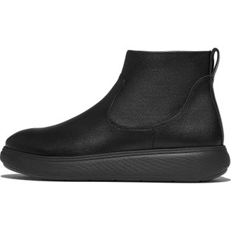 FitFlop Damen iQ-COMFF Leder-Stiefeletten mit Rei&szlig;verschluss, Schwarz, 38 EU, Schwarz, 38 EU
