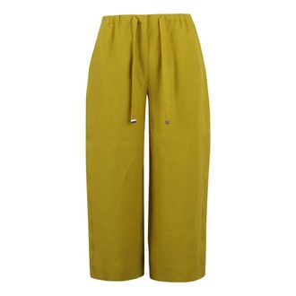 Max Mara Femme, Pantalons, Jaune, Taille: 36 FR Linen Ankle-Length Cropped Pantalons