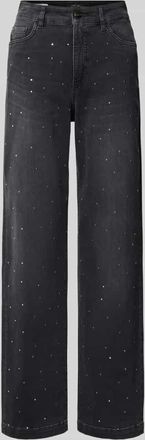 Marc Cain Straight Fit Jeans aus Baumwoll-Mix mit Allover-Strasssteinbesatz