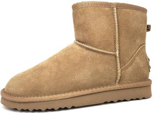 OOG Generation Boots Damen Lederboots Stiefel Mini Boots, Schneestiefel echtes Leder, warme und Fell gefütterte Winterschuhe, rutschfeste, Flache, bequem und Kurze S