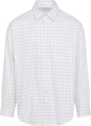 Acne Studios Homme, Chemises, Blanc, Taille: M Chemise &agrave; Carreaux Boutonn&eacute;e