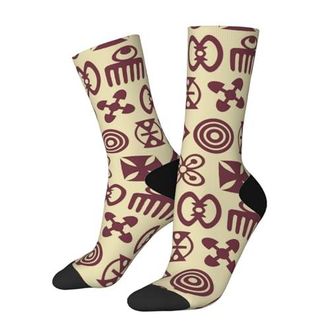 Generic Fond Sans Raccord Avec Symboles Adinkra Unisex Chaussettes De Travail Classiques Soquettes Sport Anti-Transpirante Chaussette Sport Pour Les Loisirs V