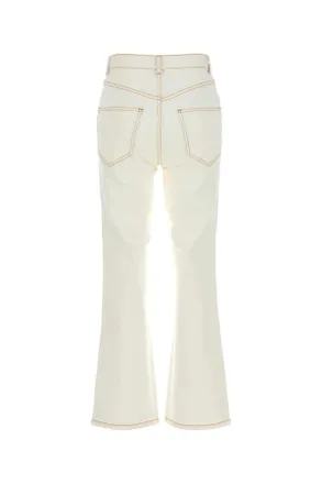 Tory Burch Womens White Denim Jeans Ivory Exterior: Cotton Elastane