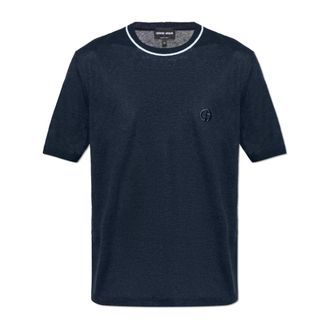 Giorgio Armani Rundhals-Pullover aus Leinen und Seide - - Tops - Herren - Blau - M