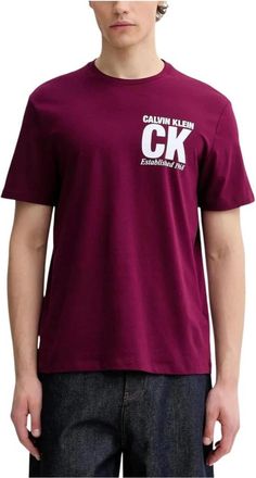 Calvin Klein Homme, Tops, Rouge, Taille: XL T-shirt imprim&eacute; &agrave; manches courtes et col rond