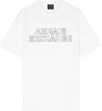 A|X Armani Exchange Homme, Tops, Blanc, Taille: L Logo T-Shirt