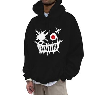 Generic Sweat a Capuche Homme Hooded Sweatshirt Pull &agrave; Capuche Homme Mode Casual avec Imprim&eacute; Partiel, Sweats &agrave; Manches Longues avec Cordon de Serrage