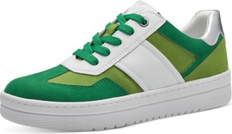 Marco Tozzi Damen Sneaker flach mit dicker Sohle Vegan, Mehrfarbig (White/green), 38 EU