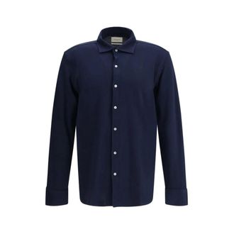 Brooksfield Chemise en Coton Col Cubain - Homme - Chemises - Bleu - Taille: S