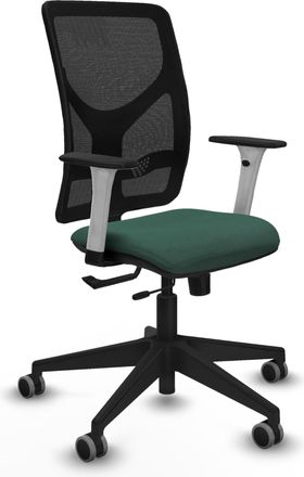 Piqueras y Crespo Gr&uuml;ner Schreibtischstuhl mit wei&szlig;en und schwarzen Armlehnen, h&ouml;henverstellbare Lendenwirbelst&uuml;tze, ausgestattet mit Syncro/Traslack und Schneidschaum.