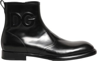 Dolce & Gabbana Homme, Chaussures, Noir, Taille: 44 EU Bottines &agrave; logo en relief