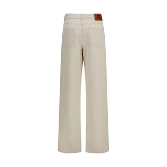Fendi Womens Beige Cotton Straight-Leg Jeans Clothing