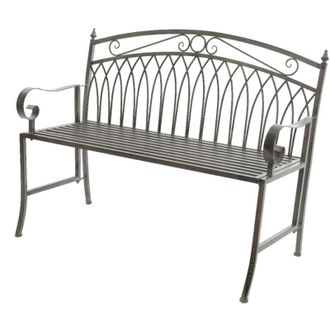 Jardideco Jardideco - Banc de jardin en m&eacute;tal gris