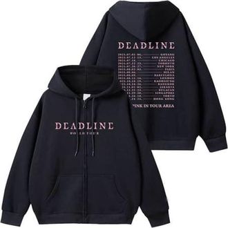 Generic Sweat à Capuche Unisexe en Coton avec Inscription «Deadline 2025 World Tour» for Les Fans(Black-B,S)
