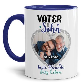 Tassendruck Tasse f&uuml;r Papa mit Foto Personalisieren - Vater & Sohn Beste Freunde - Pers&ouml;nliches Geschenk f&uuml;r Papa, Vater Geschenkidee | Personalisiertes Geschenk,