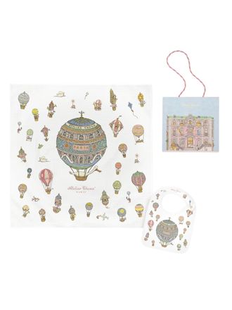 Atelier Choux Hot Air Balloons Carre Satin Bib Set