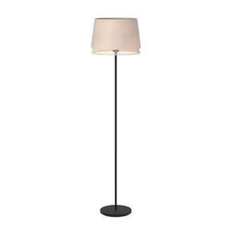 Eglo Lampadaire Tabley, luminaire int&eacute;rieur &agrave; pied, lampe de salon en m&eacute;tal noir avec abat-jour en bamboe et lin, &eacute;clairage avec douille E27, 150 cm