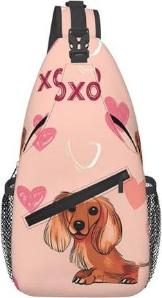 Generic Sacoche Tactique I Love les chiens mignons Mode Sling Sac &agrave; Bandouli&egrave;re Multifonction Sac &agrave; Dos Militaire pour Femme Camping Cyclisme