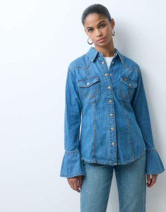 Wrangler Super-Denimhemd im Westernstil in Mittelblau