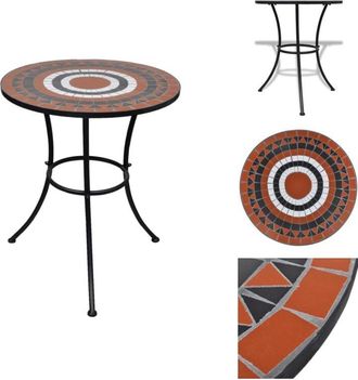 vidaXL Bistrotisch Terrakotta-Rot und Wei&szlig; 60 cm Mosaik - Gartentisch - Mosaiktisch - Bistrotisch - Outdoortisch - Terrassetisch
