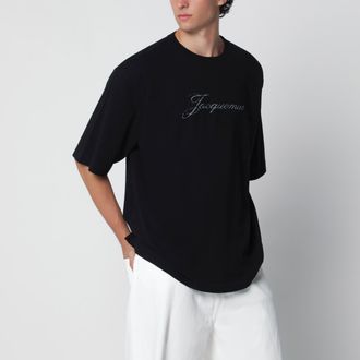 Jacquemus Schwarzes Logo-T-Shirt aus Baumwollmischgewebe
