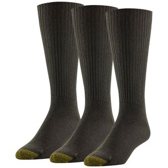 Gold Toe Herren Fluffies Crew Socken, Multipairs, Braun (3 Paar), Large