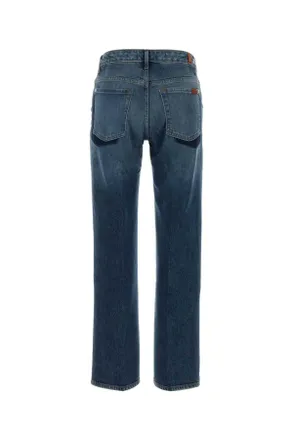 7 For All Mankind Womens Stretch Denim Calie Jeans Blu Exterior: Cotton Elastane