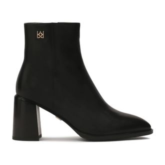 Kazar Schwarze Lederstiefel mit breitem Absatz - - Shoes - Damen - Schwarzk - 35 EU