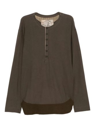 Ziggy Chen Langarmshirt mit Henley-Kragen - Gr&uuml;n