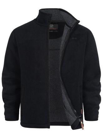 Indicode Herren INEmilos Fleecejacke mit Stehkragen | &Uuml;bergangsjacke Fleece Herrenjacke f&uuml;r M&auml;nner Black, M