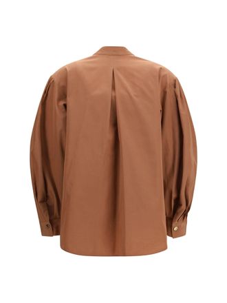 Forte_Forte Womens High-Neck Top Mousse Polyester; Cotton Shirt
