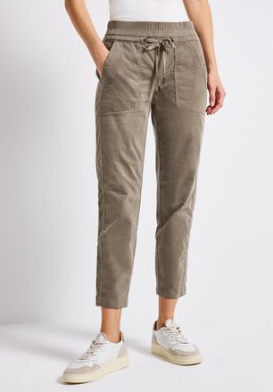 Street One Cordhose STREET ONE, Damen, Gr. 40, Länge 28, braun (bark braun), Web, 98% Baumwolle, 2% Elasthan, unifarben, loose fit knöchelfrei, Hosen Cordhose, M