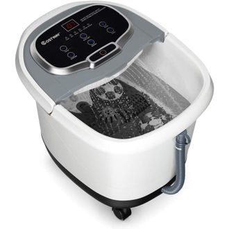 Costway Costway - Bain de Pied 15L avec Ecran led, 6 Rouleau de Massage Spa de Pied &agrave; Roulettes Chaleur Automatique 35&deg;-48&deg;, Fonction de Douche et Lumi&egrave;re