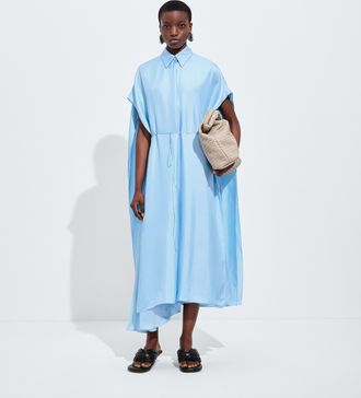Bottega Veneta Robe-chemise en serg&eacute; de soie - Bleu - Femme - 30