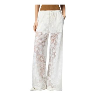 Pinko Laurie Pantalone Pizzo Rebrode - - Trousers - Damen - Wei&szlig; - M