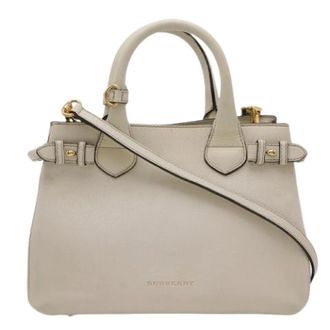 Burberry Pre-owned Banner Leather Canvas 2way Bag - Femme - Pre-owned - Beige - Taille: ONE Size