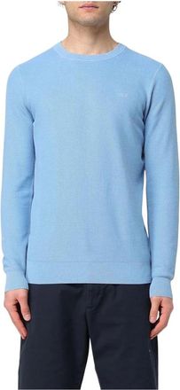 Sun 68 Homme, Pulls, Bleu, Taille: XL Cotton Crew Neck Knit Sweater