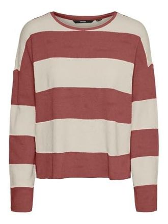 Vero Moda Vero Moda VMWANDA LS Pull &agrave; col Rond Boo, Bleu Marine/Rayures : Bouleau, M