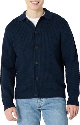Amazon Essentials Herren Strickjacke mit Kragen, lockere Passform, Marineblau, Gr&ouml;&szlig;e XXL