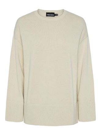 Pieces Pcava Ls O-Neck Slit Knit Noos