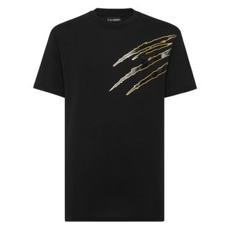 Plein Sport Homme, Tops, Noir, Taille: 3XL T-Shirt Col Rond Scratch