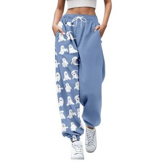 Generic Pantalon long d&eacute;contract&eacute; avec poches &eacute;lastiques &agrave; la taille pour femme, bleu, 4XL