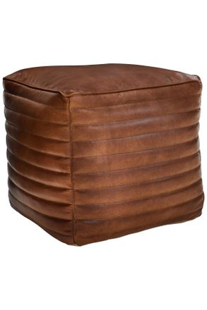 Landscape Hocker, Cognac, Leder, Echtleder, Ziegenleder, Lederoptik, quadratisch, 40x40x40 cm, erweiterbar (Typenauswahl), Wohnzimmer, Hocker, Sitzhocker