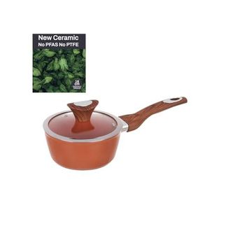 KASANOVA Casserole 1 poign&eacute;e 16 cm avec couvercle saumon New Ceramic