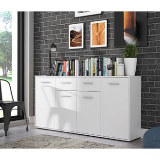 Loftscape home24 Sideboard 162 x 88 x 34cm Weiß/Weiß