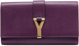 Saint Laurent Clutches - Textured Leather Chyc Ligne Clutch - Gr. unisize - in Orange - f&uuml;r Damen